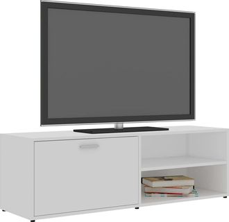 Generic TV Schrank mit 1 T&uuml;r 2 F&auml;chern - 120x34x37 cm, TV M&ouml;bel, Lowboard, Fernsehtisch, Fernsehschrank, Sideboard, HiFi-Schrank, Holzwerkstoff(Wei&szlig;) (Wei&szlig;)