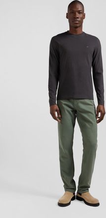 Eden Park T-shirt Manches Longues En Coton Kaki Patch Dos Imprim&eacute; Fleuri Coupe Regular