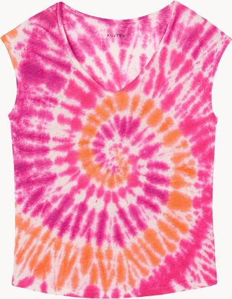 Kujten Top col V sans manche lin - Tee-Shirt Karol Sunny