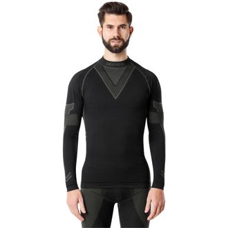 Ladeheid Thermounterwäsche Herren Funktionsunterwäsche Langarm Shirt Thermo Unterhemd LAGI001 (Schwarz/Khaki, L)