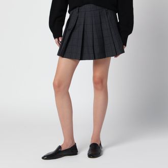 Dunst Check pleated mini skirt in wool blend