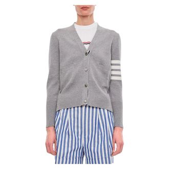 Thom Browne Femme, Pulls, Gris, Taille: 36 FR Cardigan Col en V