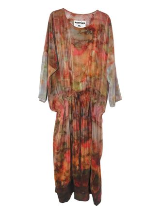 Anntian robe mi-longue &agrave; imprim&eacute; graphique - Marron