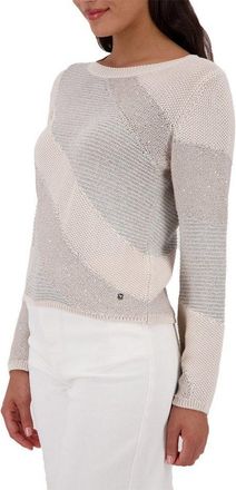 Monari Strickpullover mit Materialmix - champagne beige