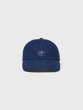 Maje Casquette &Agrave; Logo En Denim Brut - Bleu Marine - Maje