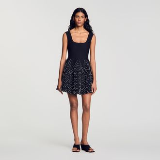Sandro Robe courte en maille &agrave; perles