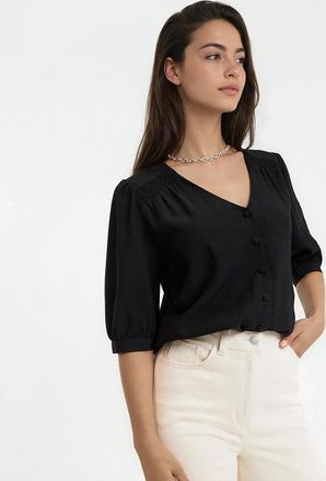 La Redoute Collections Chemisier Fluide Col V Manches Courtes