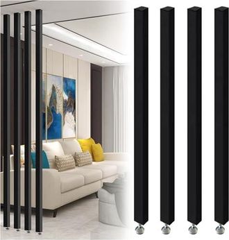 Generic AVLLSO Panneaux de s&eacute;paration de Chambre Poteau de s&eacute;paration en aluminium noir avec pied r&eacute;glable, 70-240 cm de haut Colonnes de grille de d&eacute;coration