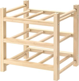 IKEA HUTTEN Weinregal f&uuml;r 9 Flaschen, Massivholz, Beige, Bodenstehend