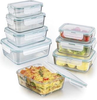 Gourmetmaxx Boîtes de conservation en verre Klick-it, set de 8 | Excellent pour le lave-vaisselle, le micro-ondes, le four et le congélateur | Etanche à lair & an