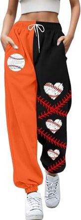 Generic Pantalon Coton Blanc Femme Womens Bottom Sweatpants Joggers Pants Workout High Waisted Yoga Pants with Pockets Pantalon Femme Taille Haute Large Chic 