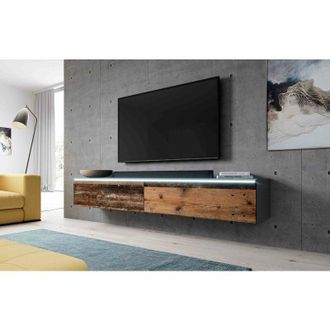 Furnix Furnix - TV-Kommode Bargo 160 cm Lowboard ohne led Anthrazit-old style wood