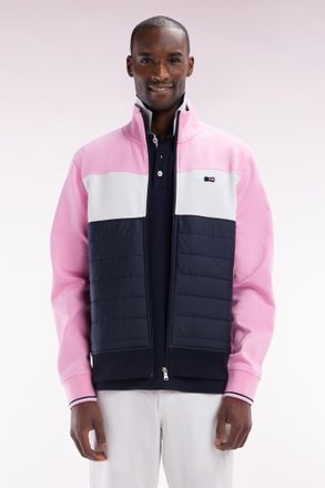 Eden Park Sweatshirt Zipp&eacute; Bimati&egrave;re En Molleton Coton Stretch Rose Parmenture Matelass&eacute;e Coupe Droite