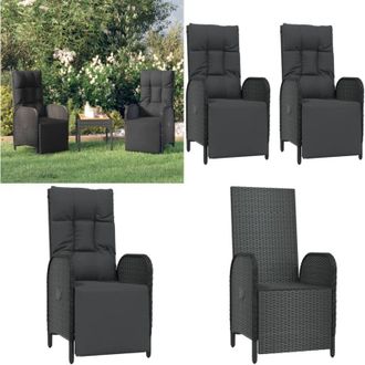 vidaXL Garten-Relaxsessel mit Kissen 2 Stk. Poly Rattan Schwarz - Gartensessel - Lounge Sessel - Gartenmöbel - Rattan Möbel - Außenmöbeln - Home & Living