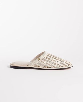 Tommy Hilfiger Sandales style mules en cuir tress&eacute; - Cr&egrave;me-Blanc