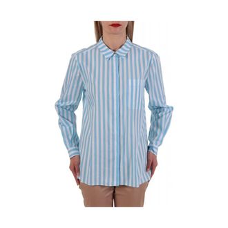 Marella Femme, Blouses et Chemises, Bleu, Taille: 42 FR Chemise &agrave; Rayures et Plis au Dos