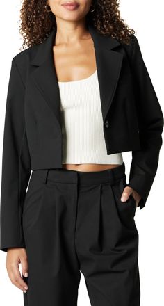 The Drop Reims Cropped Blazer, Schwarz, 4XL Große Größen