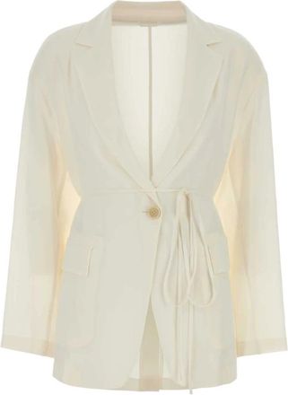 Brunello Cucinelli Femme, Vestes, Blanc, Taille: 38 FR Veste Blazer en Cr&ecirc;pe de Soie