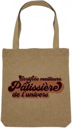 Fabulous Sac Shopping Tote Bag Aspect Lin - Certifi&eacute;e meilleure Patissi&egrave;re de lunivers Boulangerie Gateau Dessert Cuisine - Sac de Courses Toile Epaisse 360g B