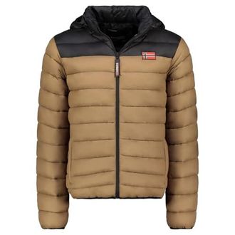 Geographical Norway Amigoclerc Men Hood Taupe L - Doudoune Chaude Matelassee Homme Automne Hiver - Veste Manteau Chaud - Blouson Coupe Vent Manches Longues Rembourrage - 