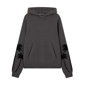 Palm Angels Homme, Pulls, Gris, Taille: M Back Palms Knit Sweat &agrave; capuche
