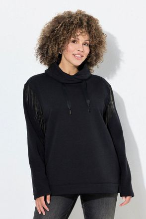 Ulla Popken Sweatshirt Sweatshirt Kettenfransen Stehkragen Langarm