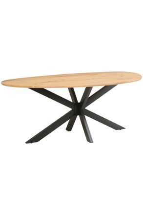 MID.YOU Mid.you Esstisch, Schwarz, Akazie, Holz, Metall, Akazie, massiv, oval, Sternfu&szlig;, 100x76x200 cm, FSC, Esszimmer, Tische, Esstische, Esstische oval