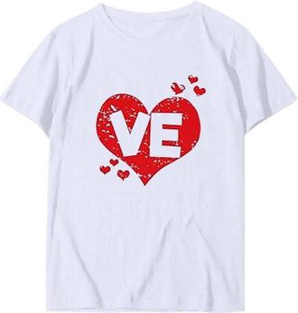 Generic T-shirt graphique pour la Saint-Valentin 2026 pour hommes et femmes, chemise &agrave; manches courtes tendance jeune, blanc, 3XL