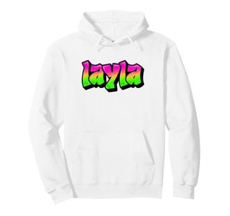BDAZ Layla Graffiti Personalisierter Name Gr&uuml;n Rosa Frauen M&auml;dchen Pullover Hoodie