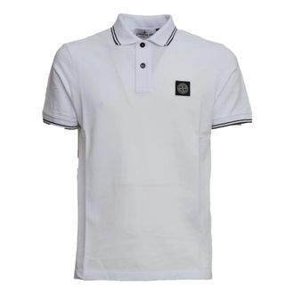 Stone Island Homme, Tops, Blanc, Taille: XL Polo en coton avec logo