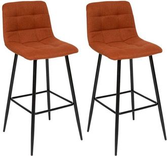 Atmosphera Atmosphera - Tabouret de bar Sirac pieds m&eacute;tal tissu ambre