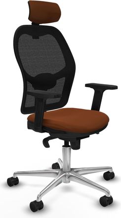 Piqueras y Crespo Moderner B&uuml;rostuhl mit 2D-Armen, h&ouml;henverstellbarer Lendenwirbelst&uuml;tze und h&ouml;henverstellbarem Kopfteil, Schwarz/Braun