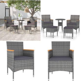 vidaXL 5-tlg. Garten-Lounge-Set Poly Rattan Grau - Gartenm&ouml;bel - Loungesessel - Outdoor M&ouml;bel - Gartenloungeset - Rattan Gartenm&ouml;bel - Home & Living