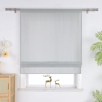 Joyswahl Raffrollo mit Tunnelzug Blickdicht Raffgardinen Uni Wohnzimmer Fenster Vorh&auml;nge &Ouml;senrollo f&uuml;r Fenster mit Hakenaufh&auml;ngung HxB 140 x 80 cm Grau 1 St&uuml;ck