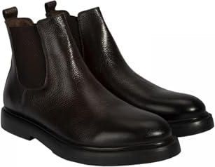 Desa Bottes en Cuir Man - Lacets &eacute;lastiques, Talon Plat, Respirantes | Brun - 42