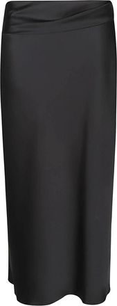 Patrizia Pepe Femme, Jupes, Noir, Taille: 40 FR Draped Satin Midi Skirt