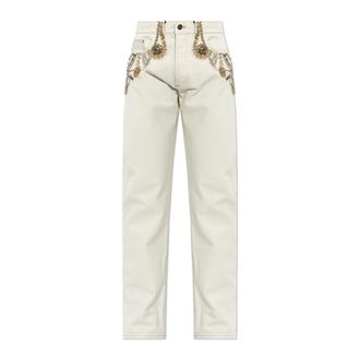 Versace Bestickte Gerades Jeans - - Jeans - Herren - Beige - W32