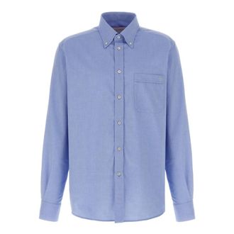 Valentino Garavani Cotton Oxford Shirt With VLogo Embroidery - - Shirts - Herren - Blau - L
