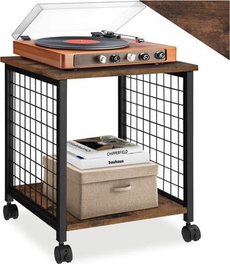 TecTake Couchtisch mit Stauraum, Nachttisch mit 2 Ablagen, Beistelltisch mit Rollen, 40 x 40 x 48 cm, Wohnzimmertisch, Nachttisch, Tisch Beistelltisch Couch -