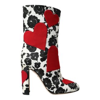 Dolce & Gabbana Femme, Chaussures, Multicolore, Taille: 35 EU Floral Hearts Leather High Bottes