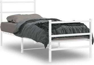 vidaXL Bettgestell mit Kopf- und Fu&szlig;teil Metall Wei&szlig; 80x200 cm Vidaxl