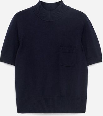 Arket Pullover Aus Merinowolle Mit Kurzen &Auml;rmeln -Blau