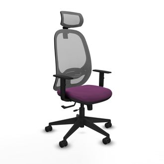 Piqueras y Crespo Callcenter-St&uuml;hle mit 1D-Armen, h&ouml;henverstellbare Lendenwirbelst&uuml;tze und h&ouml;henverstellbares Kopfteil, Grau/Violett