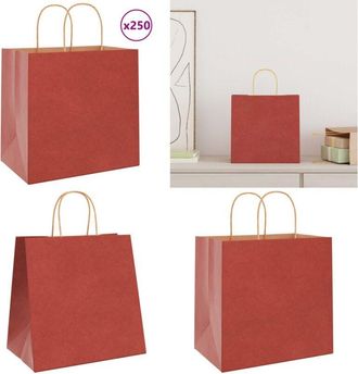 vidaXL Vidaxl - Papiertragetaschen 250 Stk. mit Henkeln Rot 26x17x25 cm