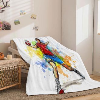 Generic Kuscheldecke 150 x 200 cm, Flanelldecke Handball Sport Druck, Weiche Flauschige Wohndecke als Couchdecke Sofadecke Bettdecke, Bunte Decke Warm f&uuml;r Woh
