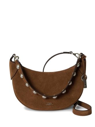 Polo Ralph Lauren sac port&eacute; &eacute;paule Polo ID en daim - Marron
