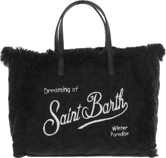 Saint Barth Sac Cabas Colette en Velours - Femme - Sacs - Noir - Taille: ONE Size