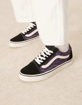 Vans Old Skool - Baskets à imprimé léopard - Noir et violet