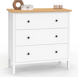 IDMarket Kommode mit 3 Schubladen, Achille, 80 cm, Holz, weiß, Holzplatte