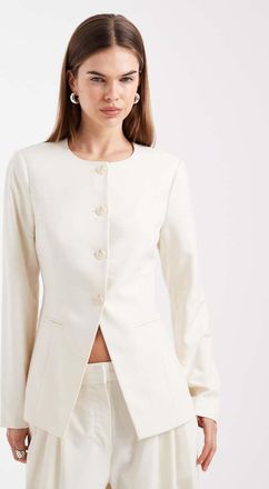 Vero Moda Blazer densemble ajust&eacute; sans col - Cr&egrave;me-Blanc